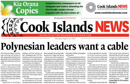 Pacific.scoop.co.nz » Polynesian leaders eye telecoms cable to tackle ...